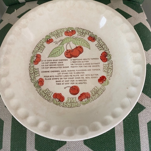Kitchen | Cherry Pie Vintage Pie Plate Ceramic With Recipe | Poshmark